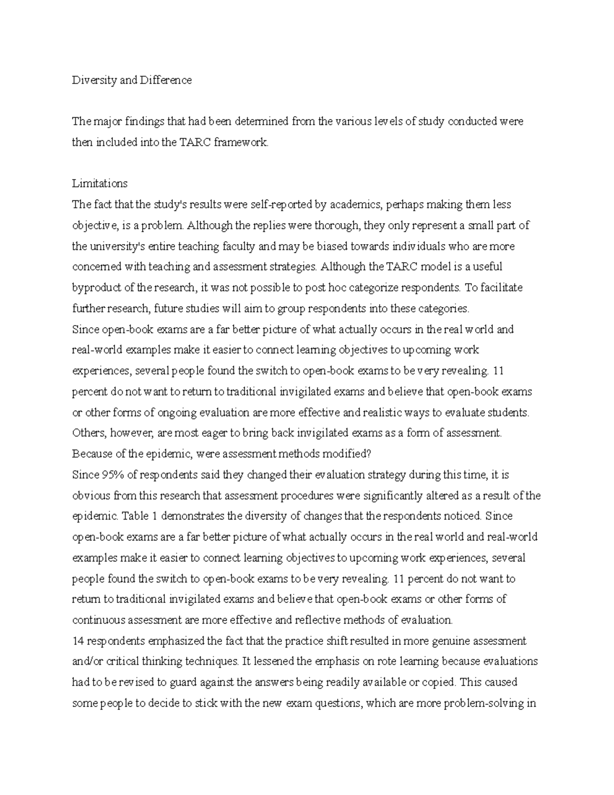 Diversity and Difference- Online Studies - Diversity and Difference The ...