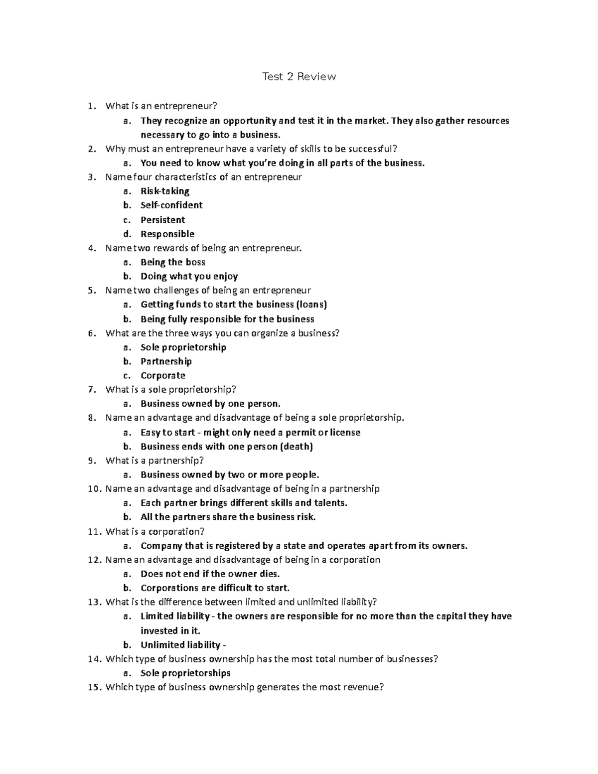 Test 2 Review - Intro to Business - Test 2 Review What is an ...