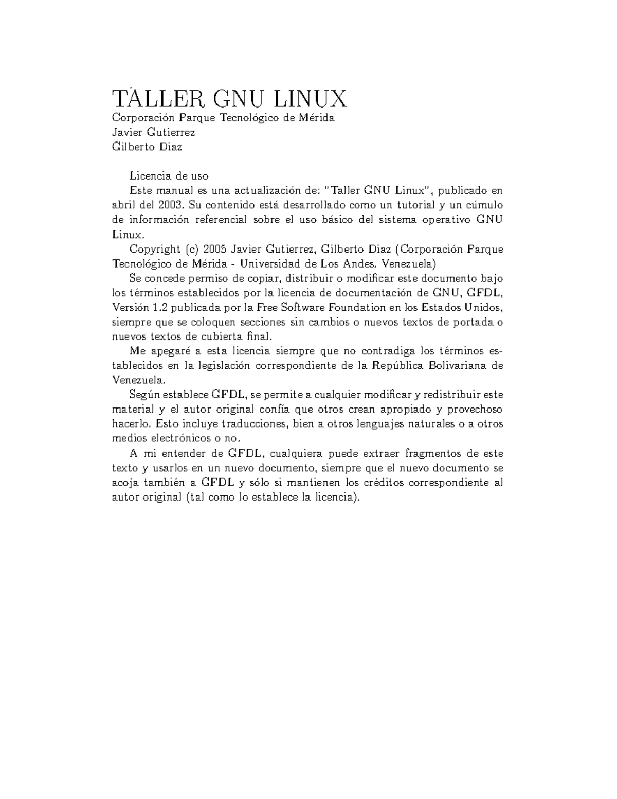 Tallerlinux - taller paso a paso - . TALLER GNU LINUX Corporaci ́on Parque Tecnol ́ogico de M ...