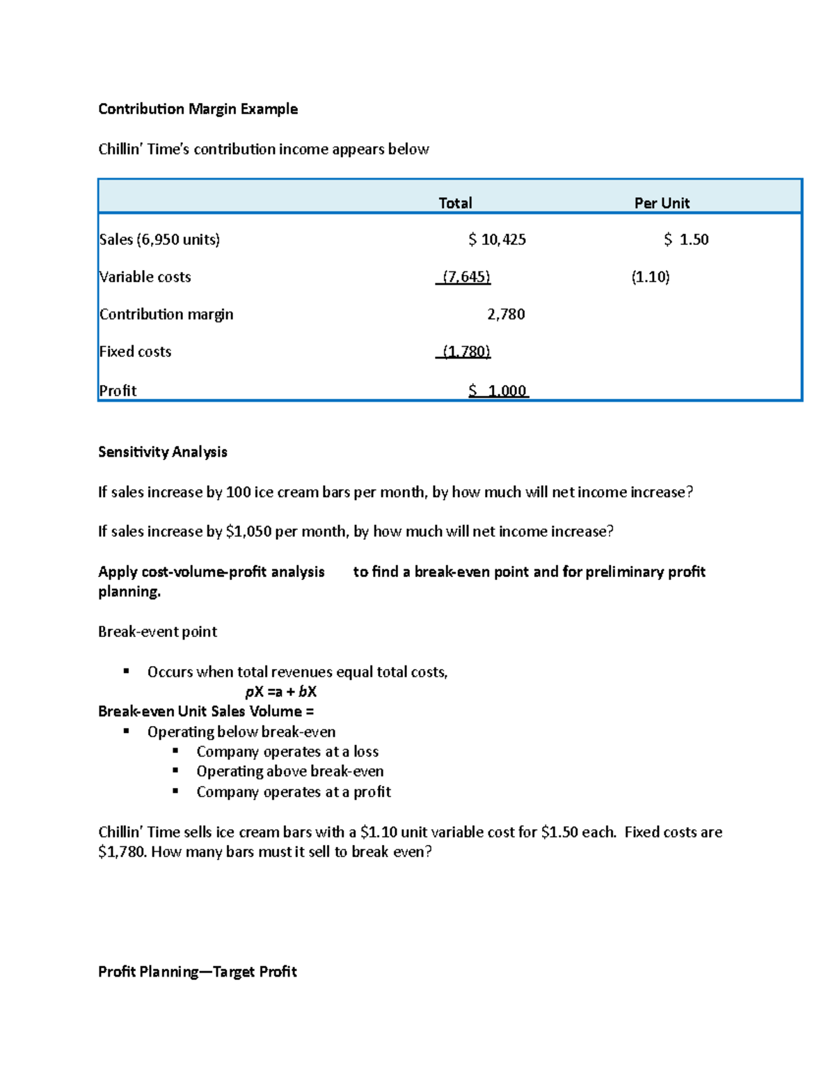 Contribution Margin Example - Contribution Margin Example Chillin’ Time ...