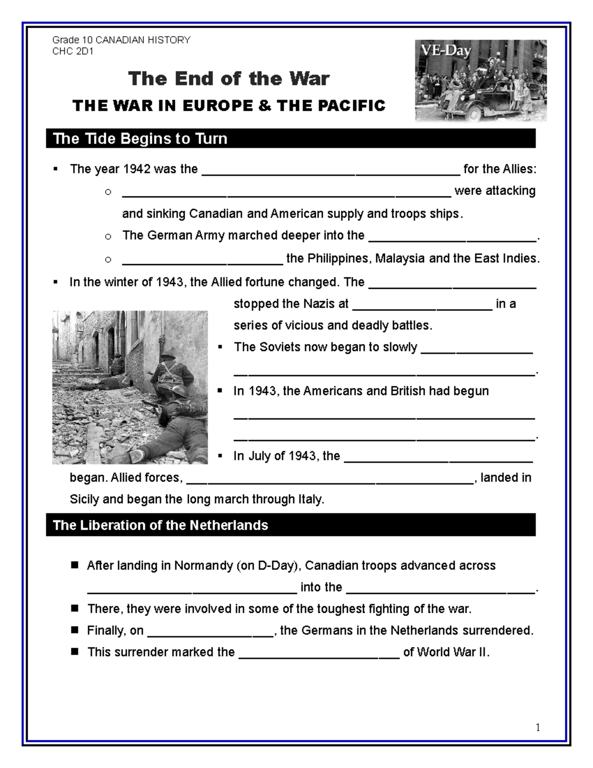 HO - The End of the War [Fill-in-the-Blanks] - Copy - CHC 2D THE WAR IN ...