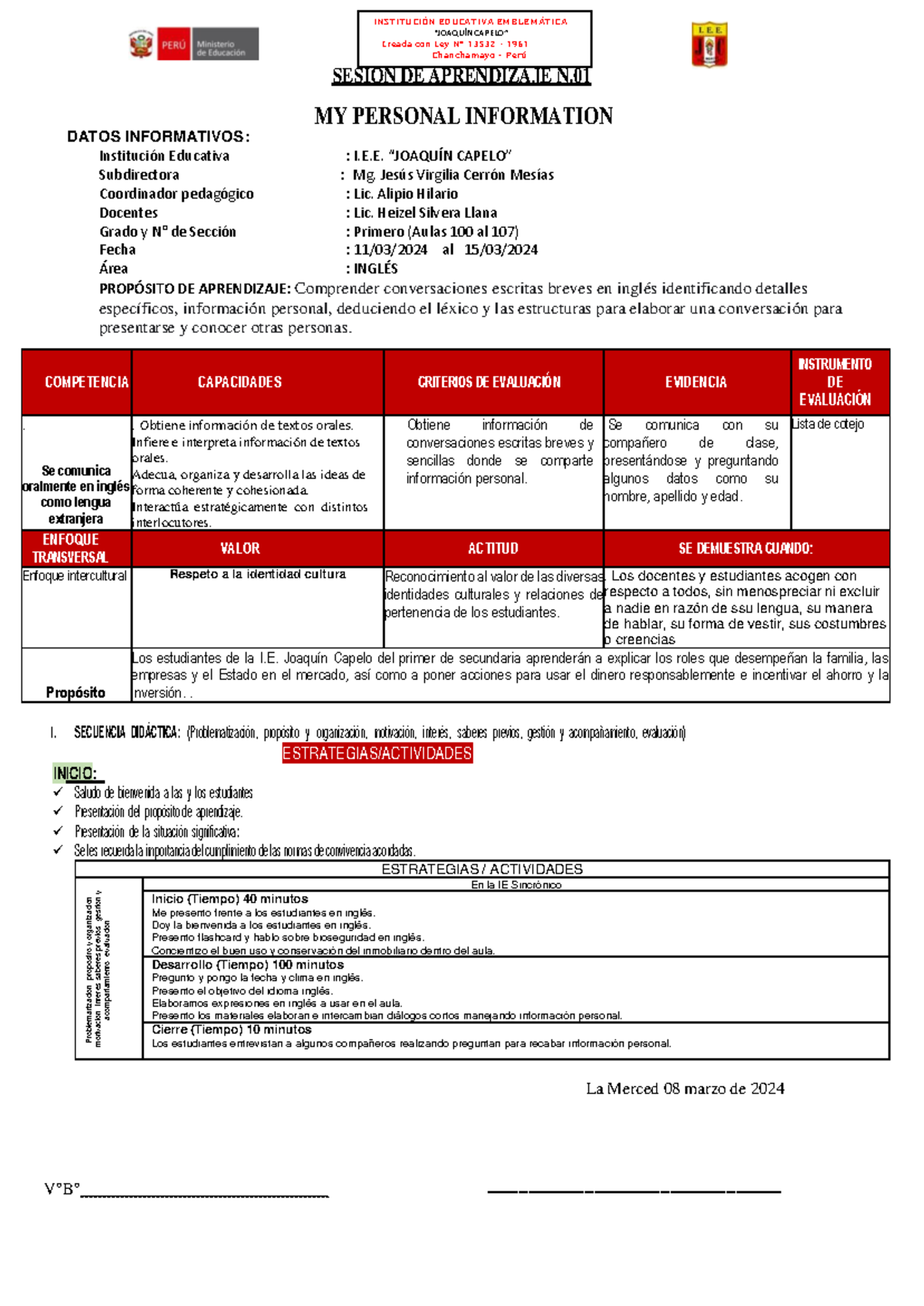 5. Sesion DE Aprendizaje Esquema - INSTITUCIÓN EDUCATIVA EMBLEMÁTICA ...