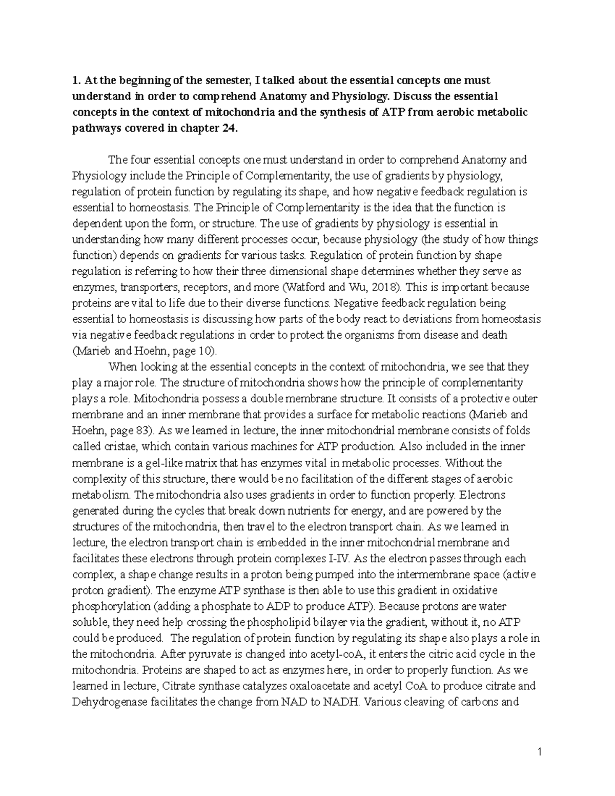 AP 223 Lecture Assignment #4 - 1. At the beginning of the semester, I talked about the essential ...