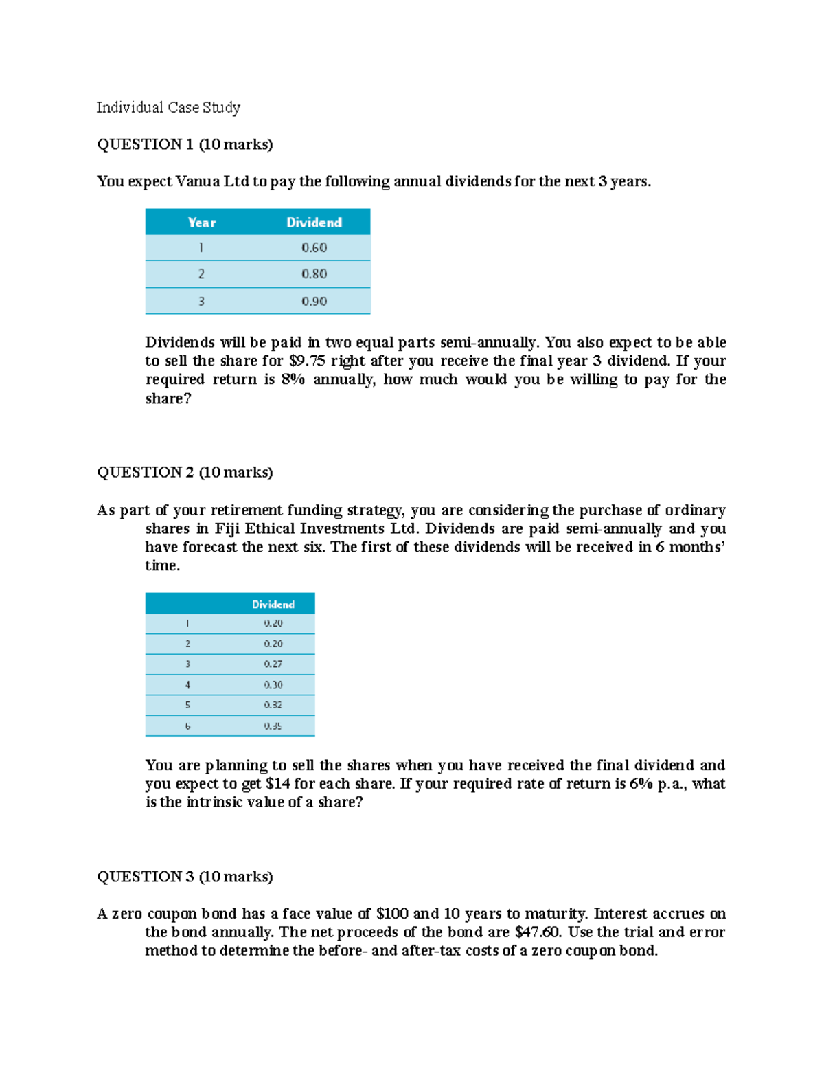 Individual case questions - Individual Case Study QUESTION 1 (10 marks ...