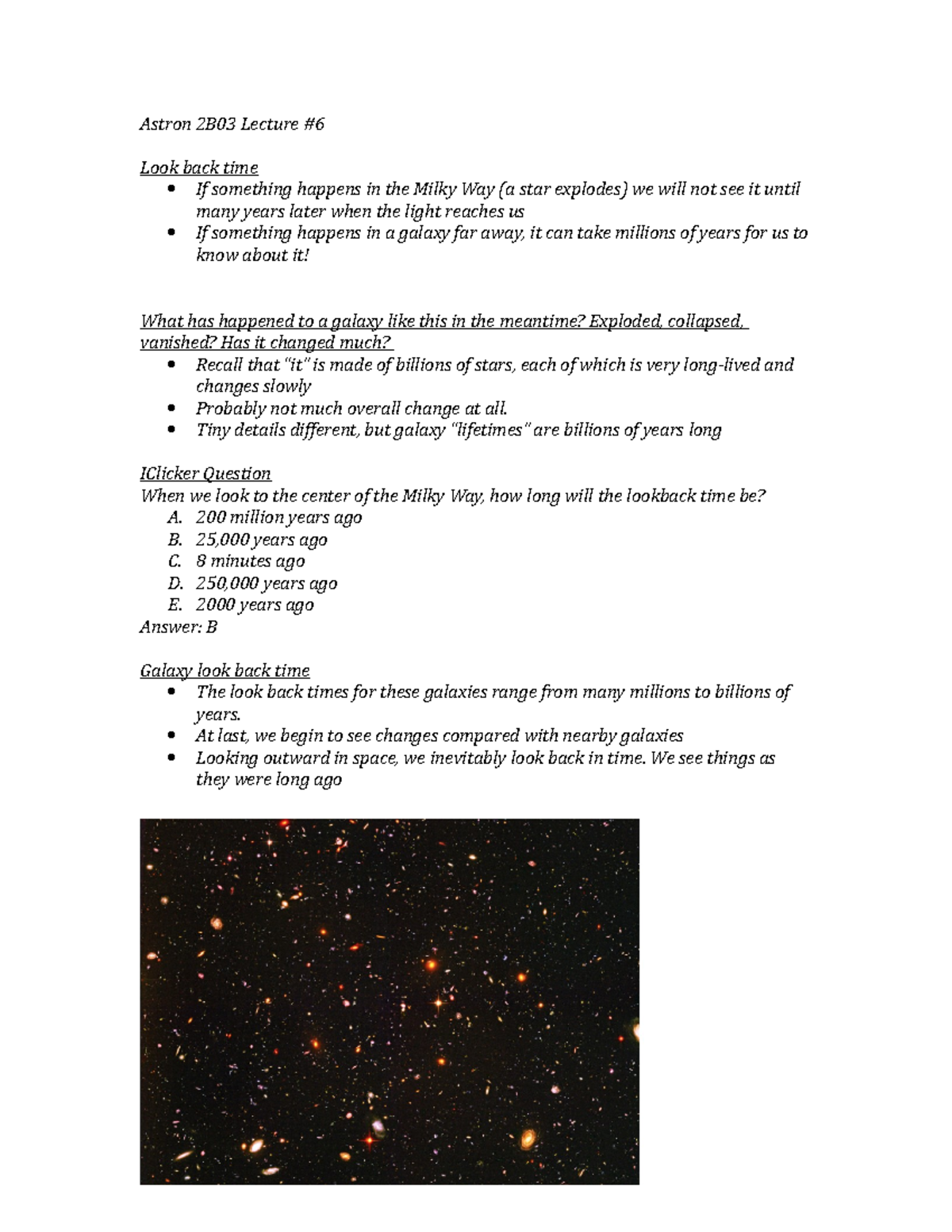 Astron 2B03 Lecture 6 - Tiny details different, but galaxy are billions ...