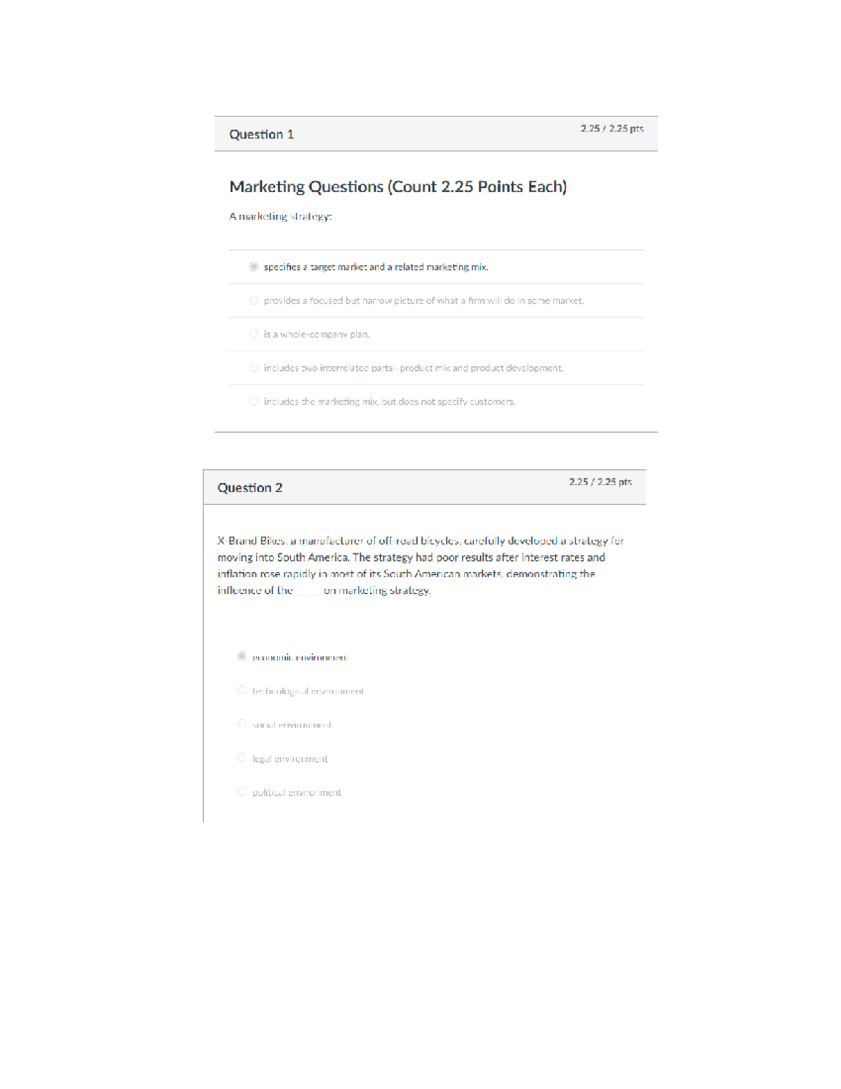 MGT8803 Marketing Exam SP21 - Question 1 2 2 pts Marketing Questions (Count 2 Points Each) A ...