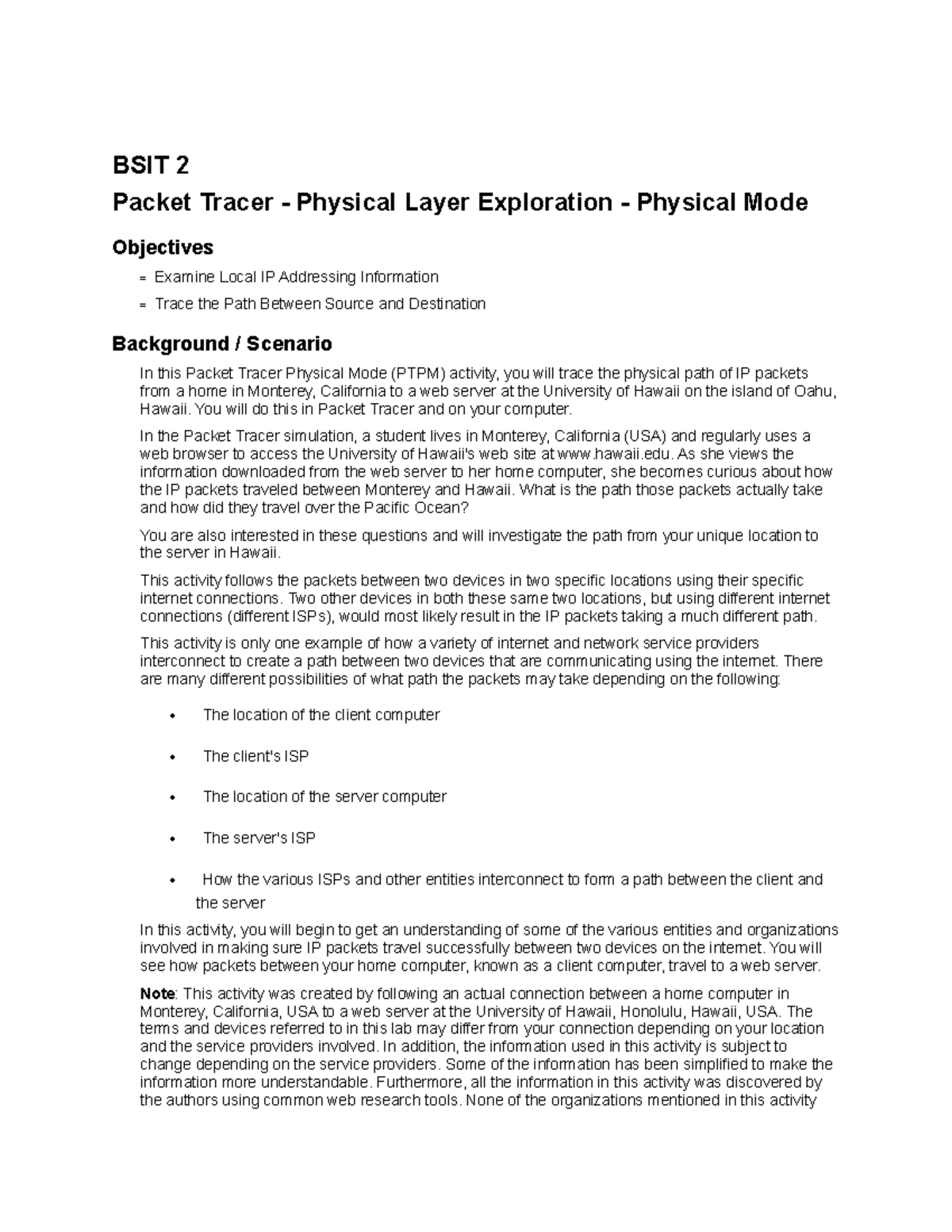 Packet Tracer Physical Layer Exploration Bsit 2 Packet Tracer Physical Layer Exploration