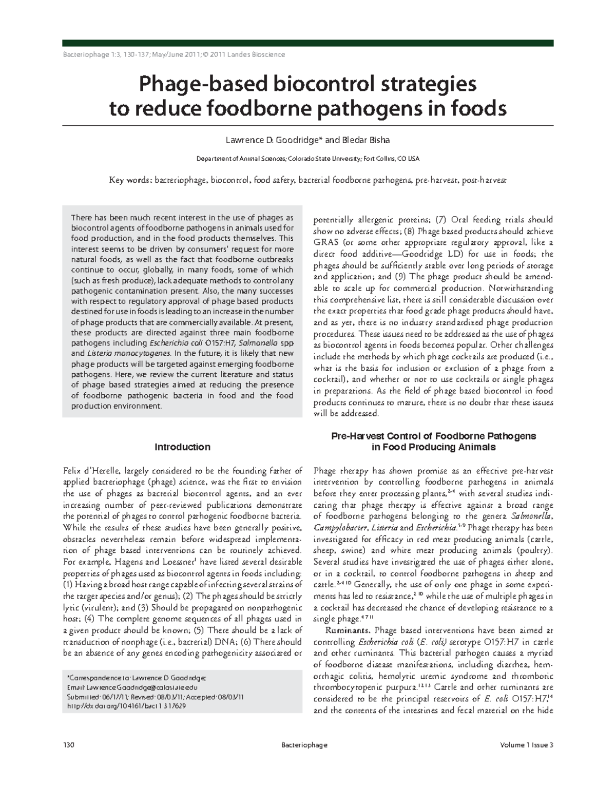 Review - Phage-based biocontrol strategies to reduce foodborne ...
