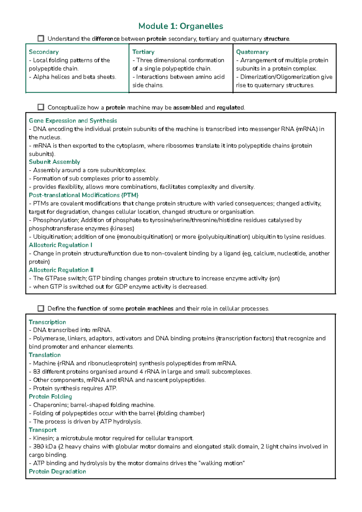 BIOL2200 Notes - Module 1: Organelles Understand the difference between ...