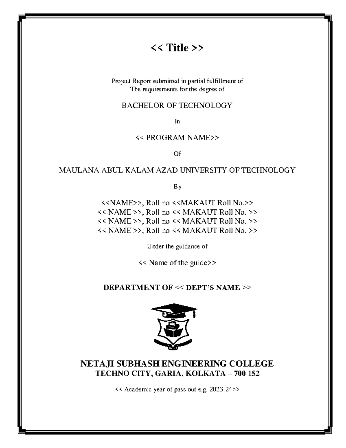 B.Tech Project Report Format old - Project Report submitted in partial - Studocu