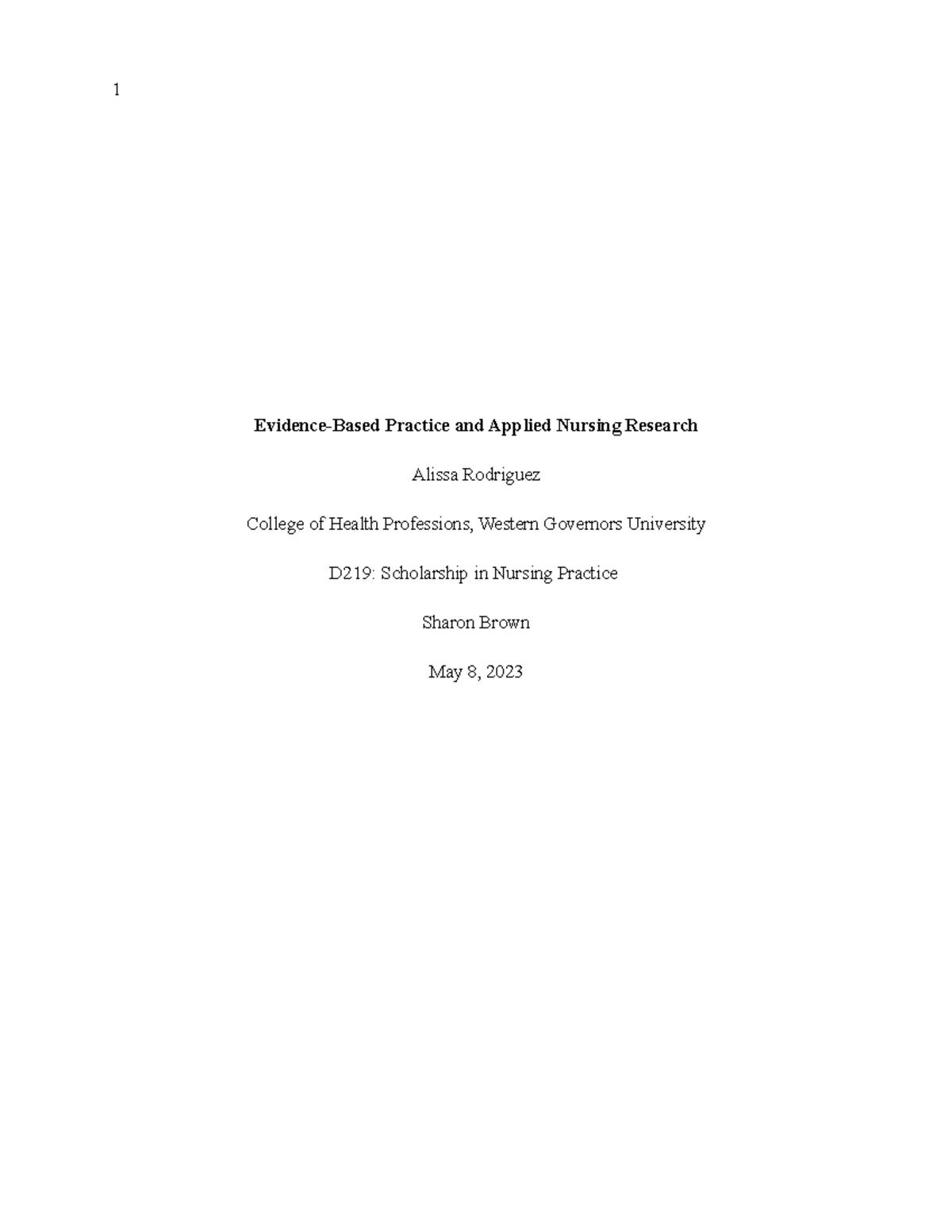 D219 - MYM2 - PA Template - Evidence-Based Practice and Applied Nursing ...