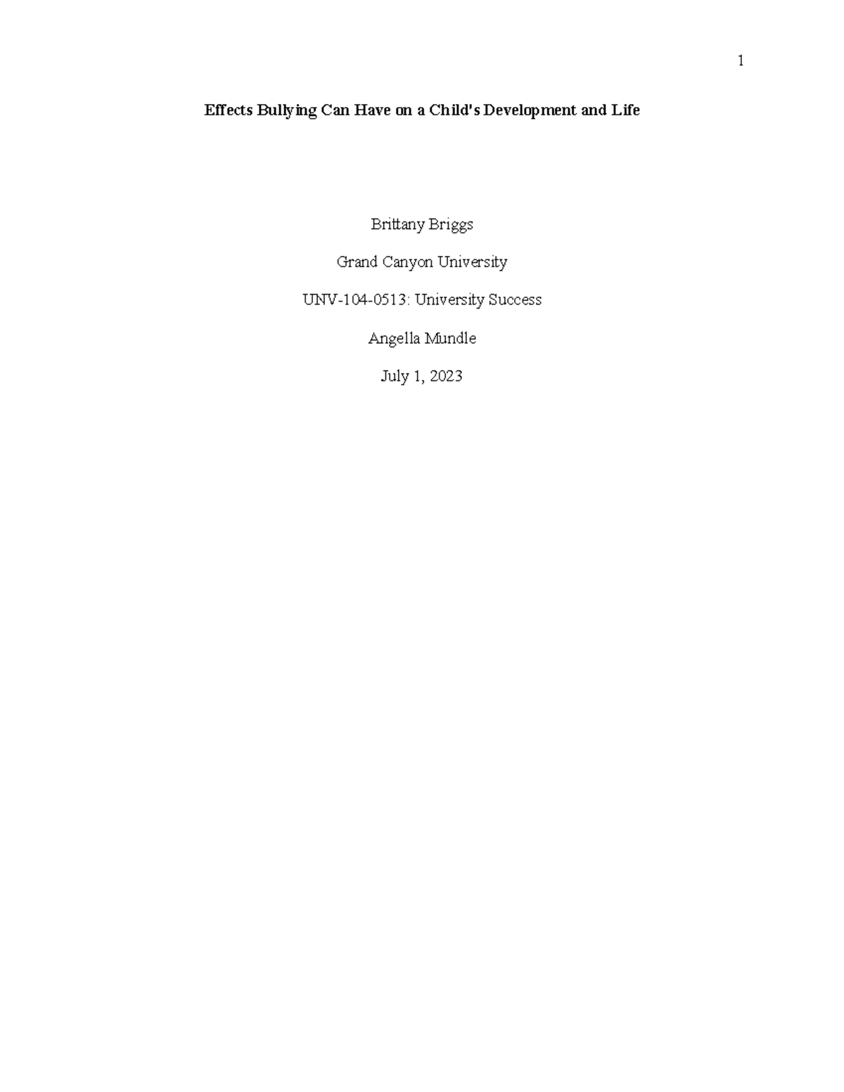 Expository essay final draft - Effects Bullying Can Have on a Child's ...