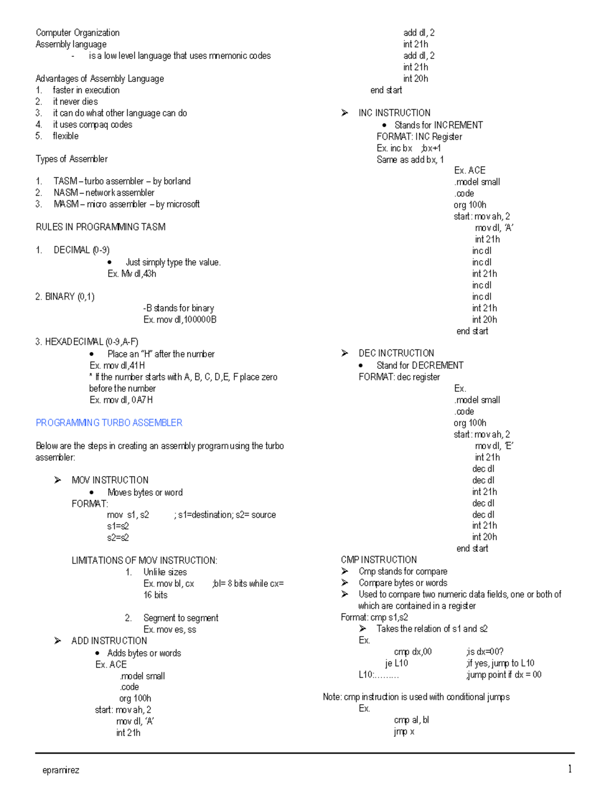 Instructions - ASDSADASD - Computer Organization Assembly language - is a low level language ...