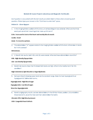 Module 06 Course Project - Full Medical Record - Module 05 Course ...