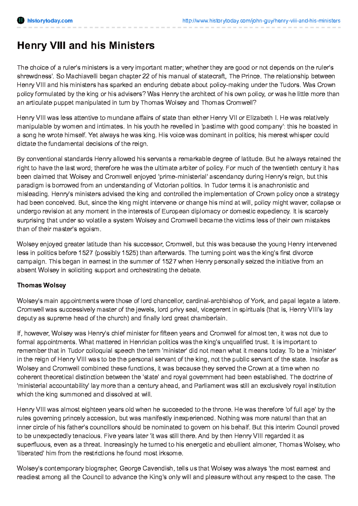 Henry VIII and his ministers - historytoday historytoday/john-guy/henry ...