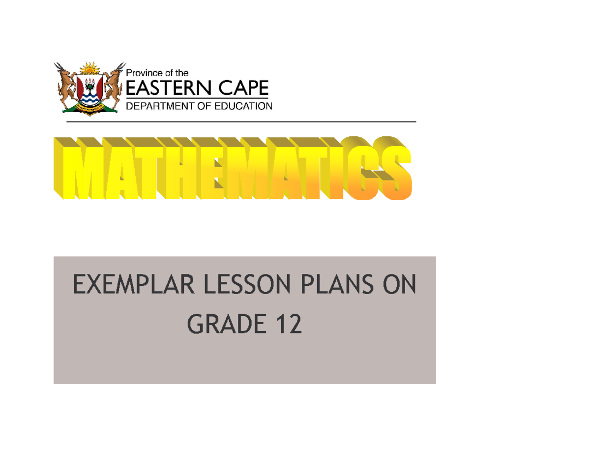 TERM 1 LP Maths Grade 12 - MESSAGE TO TEACHERS: NOTE TO EDUCATORS ...