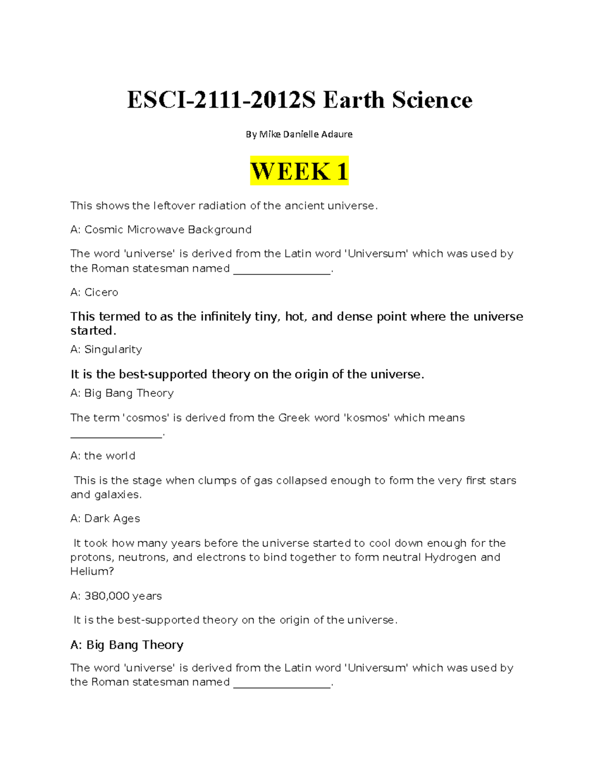ESCI-2111-Earth-Science-WEEK-1-20-wewo - ESCI-2111-2012S Earth Science ...