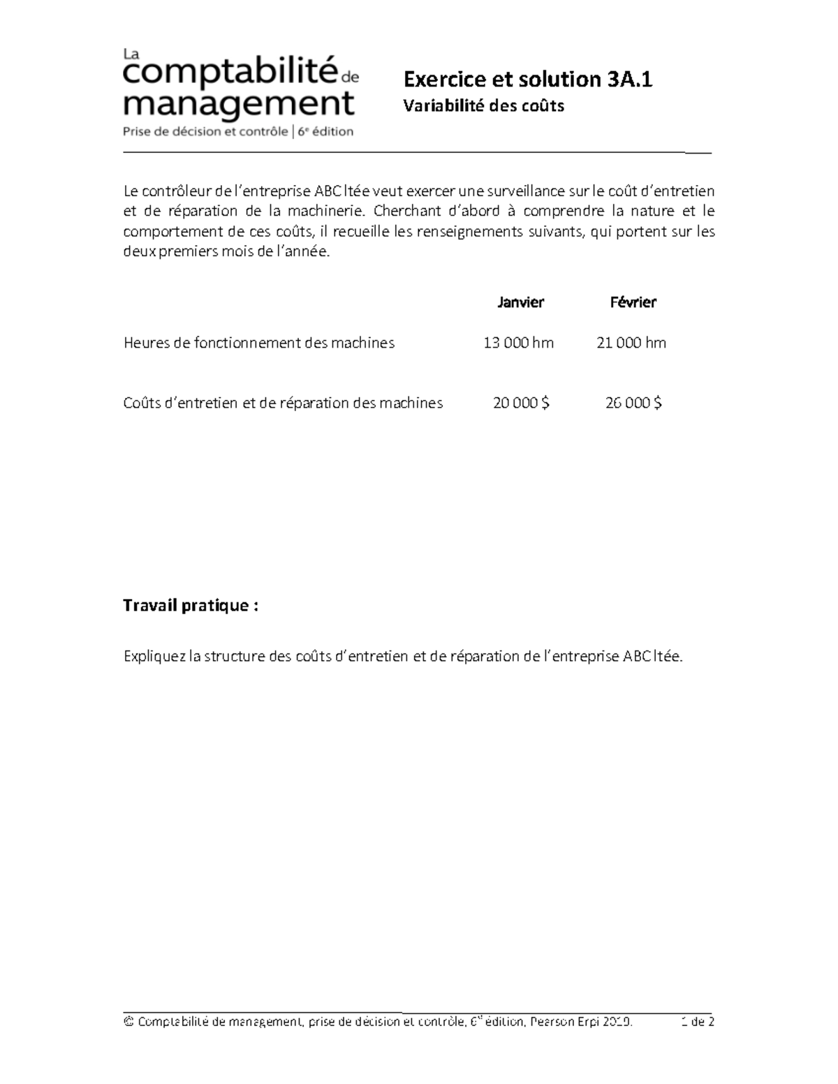Boisvert compta management 6e exercice 3A-1 - © Comptabilité de ...