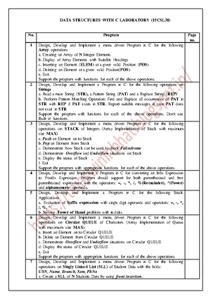 22 BCSL305 DS Lab Manual - PES Institute of Technology and Management NH-206, Sagar Road, - Studocu