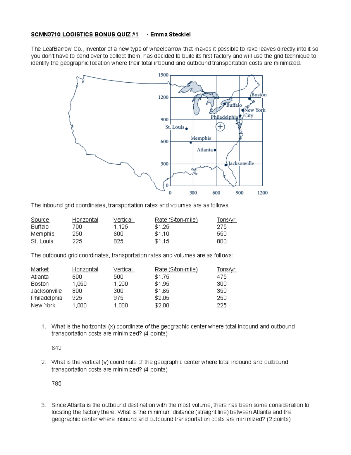 Bonus Quiz 1 (1) SCMN 3710 - SCMN3710 LOGISTICS BONUS QUIZ #1 - Emma ...
