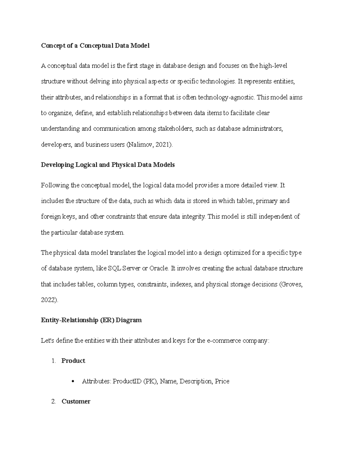 Programing assignment week 2 - Concept of a Conceptual Data Model A conceptual data model is the ...