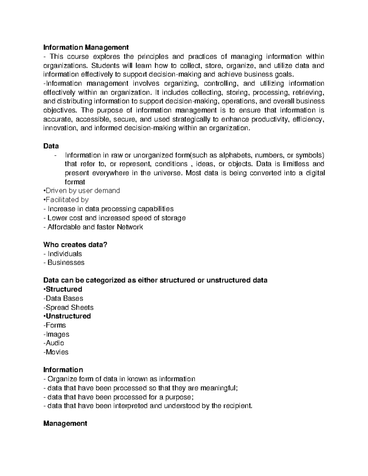 Information management - Information Management This course explores ...