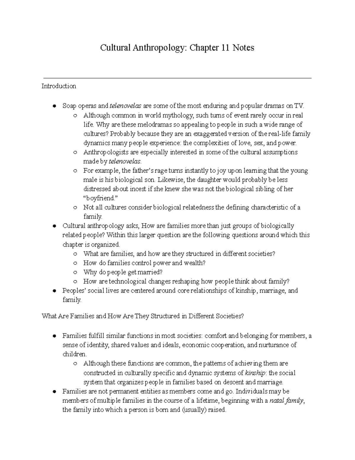 Anthropology Chapter 11 notes - Cultural Anthropology: Chapter 11 Notes ...