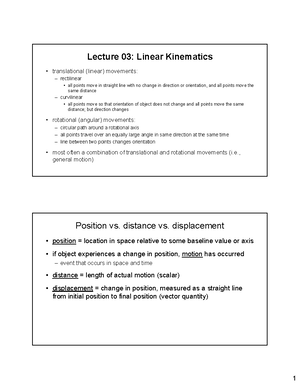 KINE 3P10 Lecture 7 - Linear Kinetics - KINE 3P10 Lecture 7 Why Study ...