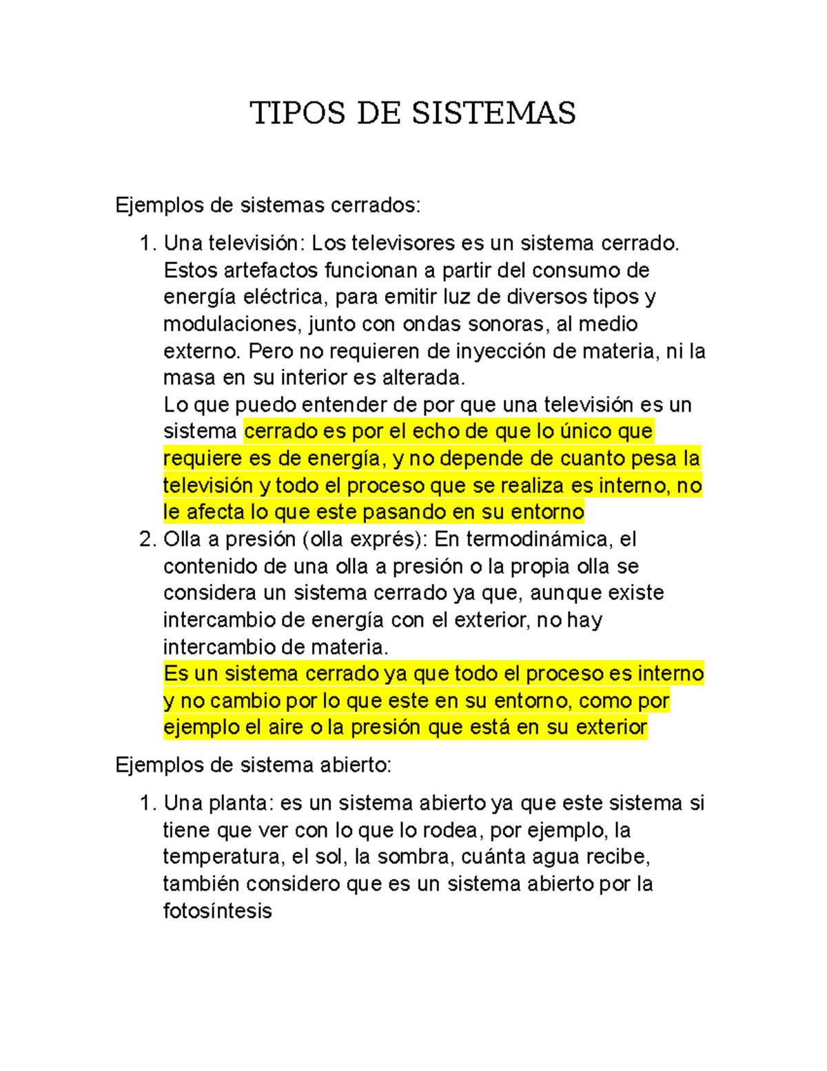 Tipos de sistemas - primer semestre - TIPOS DE SISTEMAS Ejemplos de ...