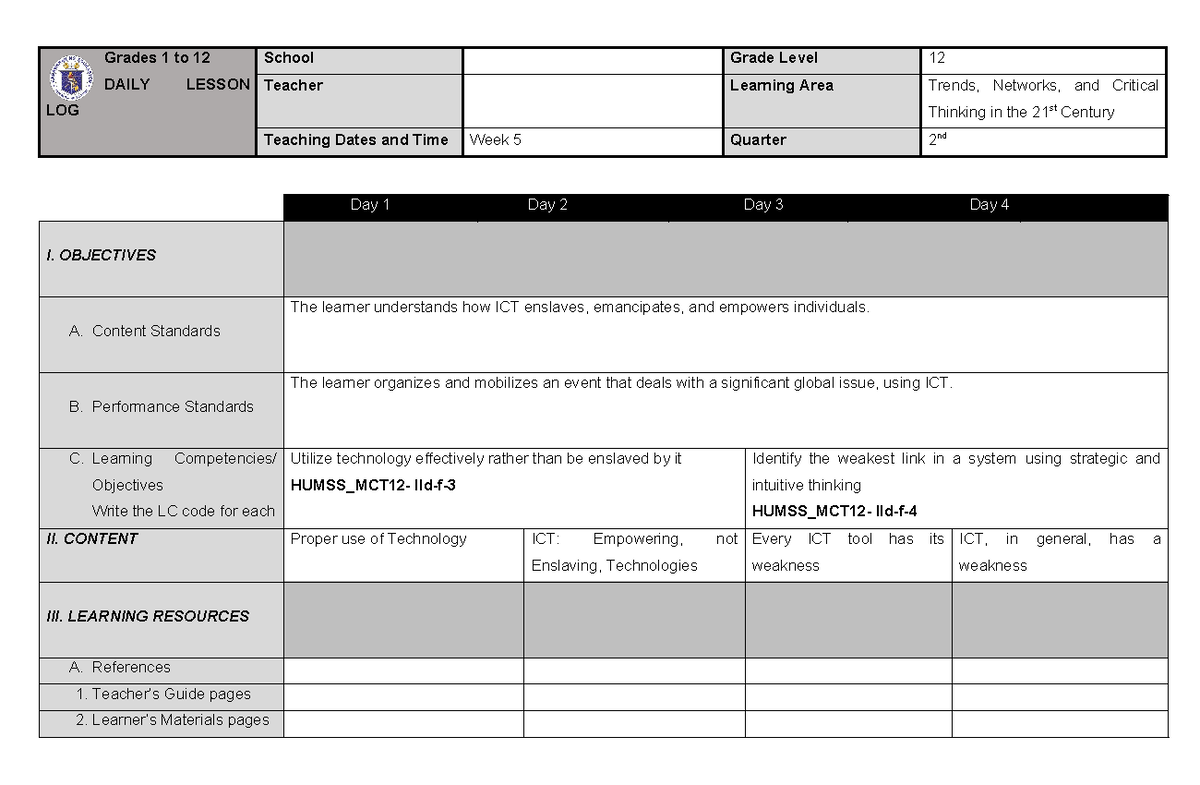 DLP Trends Q2 ICT - Proper Use of Technology - Grades 1 to 12 DAILY ...
