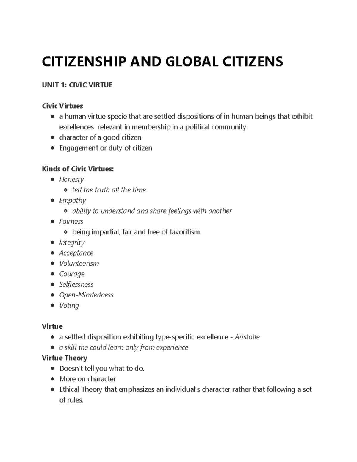 Citizenship AND Global Citizens - CITIZENSHIP AND GLOBAL CITIZENS UNIT ...