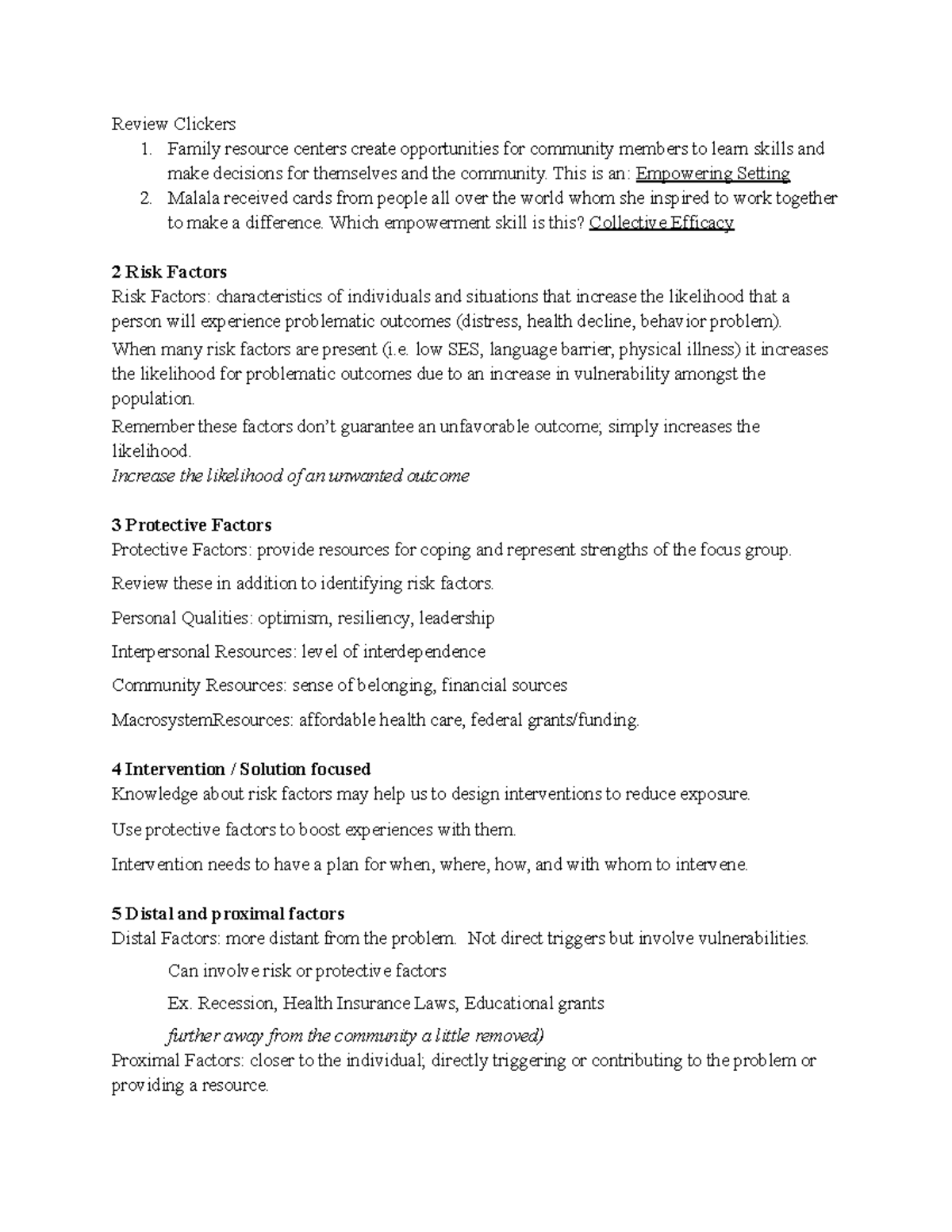 Community Pscyh Community Stress and Coping - Review Clickers 1. Family ...