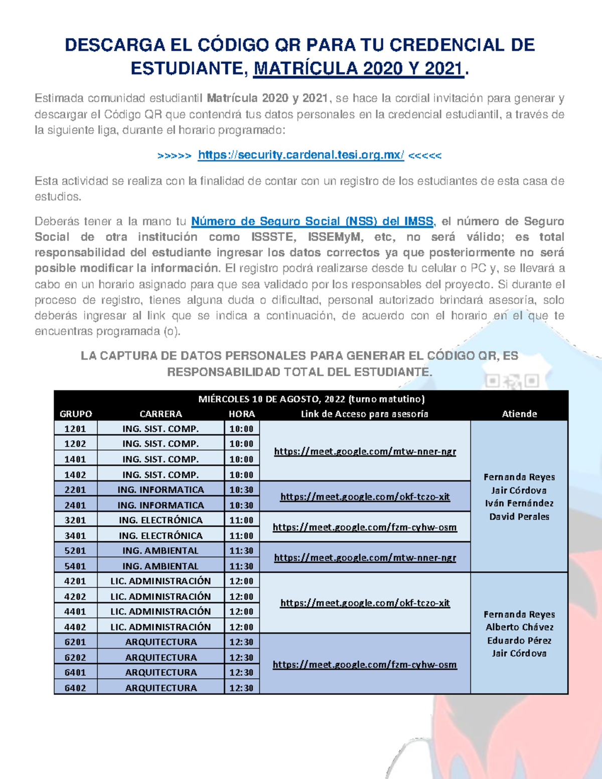 Descarga el Codigo QR para tu credencial de estudiante - DESCARGA EL CÓDIGO QR PARA TU ...