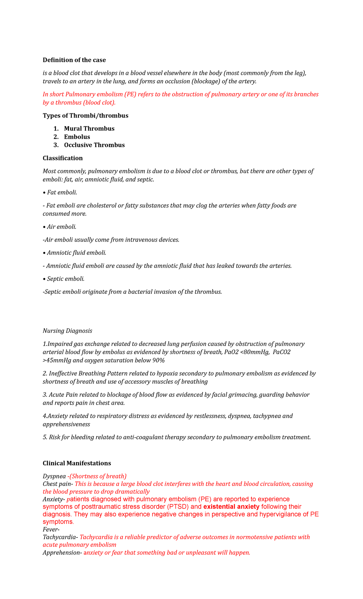Pulmonary-embo - Pulmonary-embo - Definition of the case is a blood ...