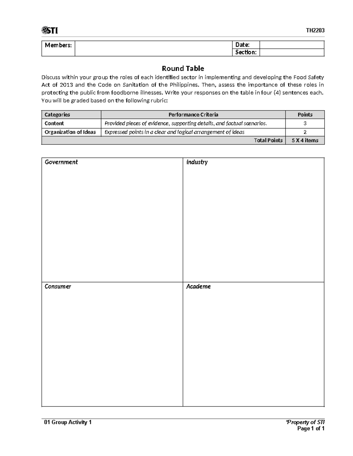 01 Group Activity 1(7) - learning materIALS - TH Members: Date: Section ...