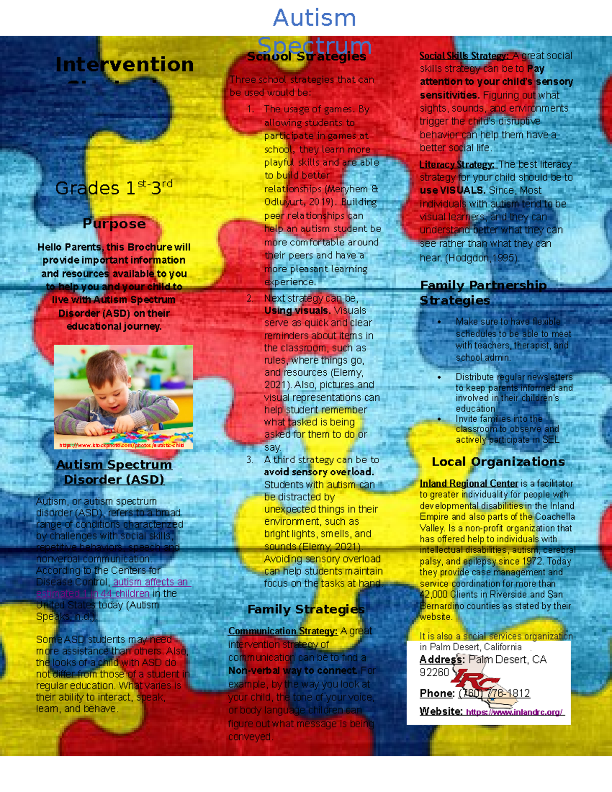 Early Intervention Brochure doc - Grades 1 st- 3 rd Purpose Hello ...