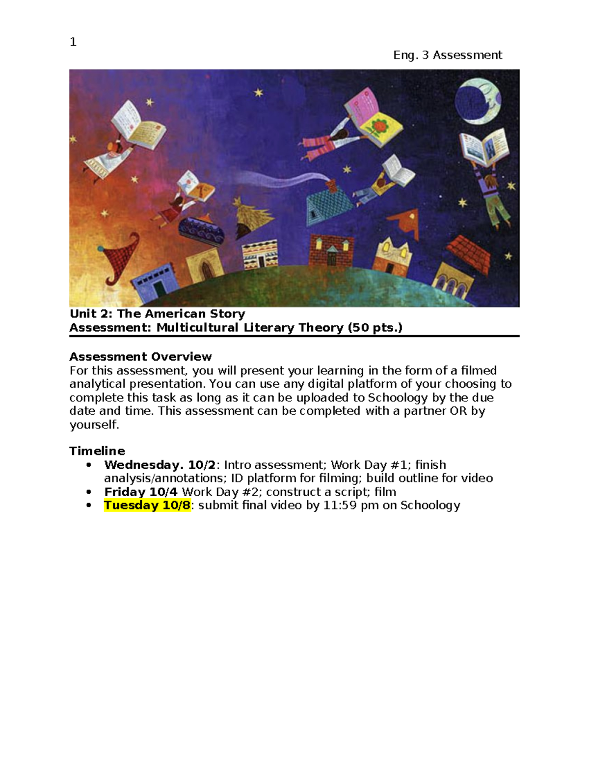 MLT Assessment - easy - 1 Eng. 3 Assessment Unit 2: The American Story ...