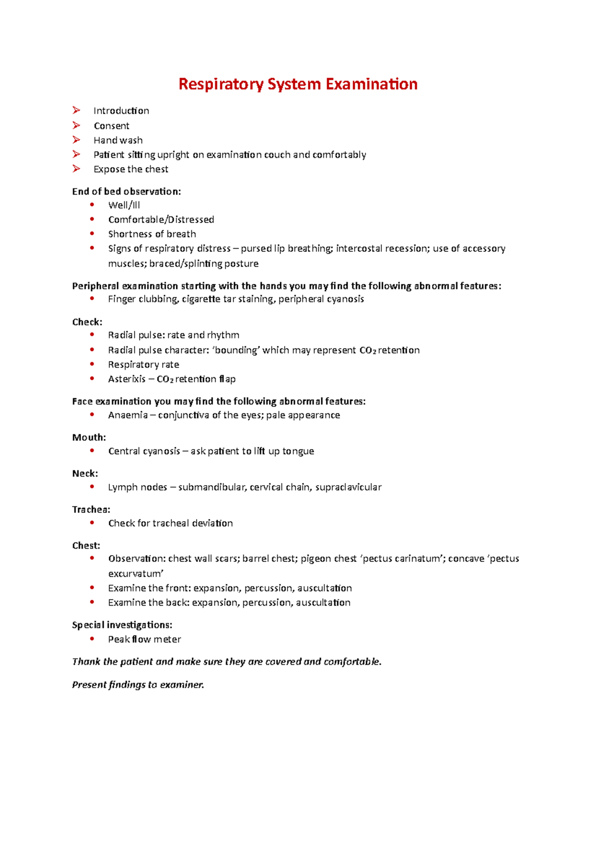 Respiratory Examination - Respiratory System Examination Introduction ...