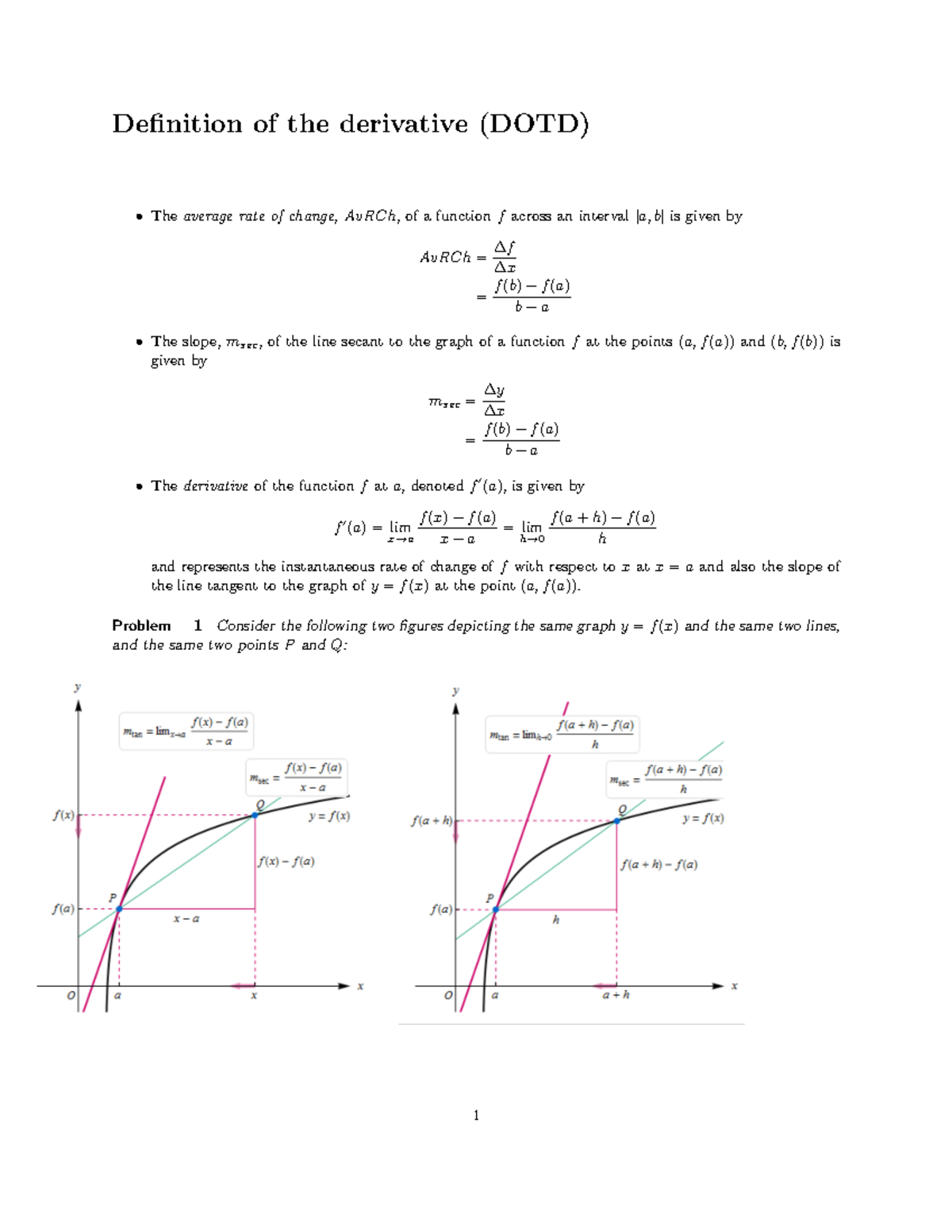 Definition Of The Derivative - Definition of the derivative (DOTD) The ...