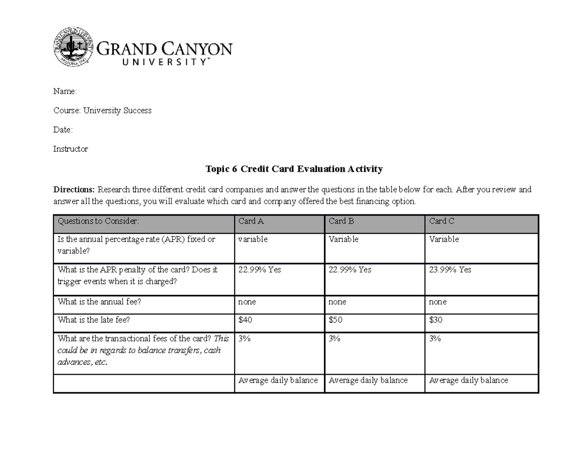 Credit Card - After you review and answer all the questions, you will ...