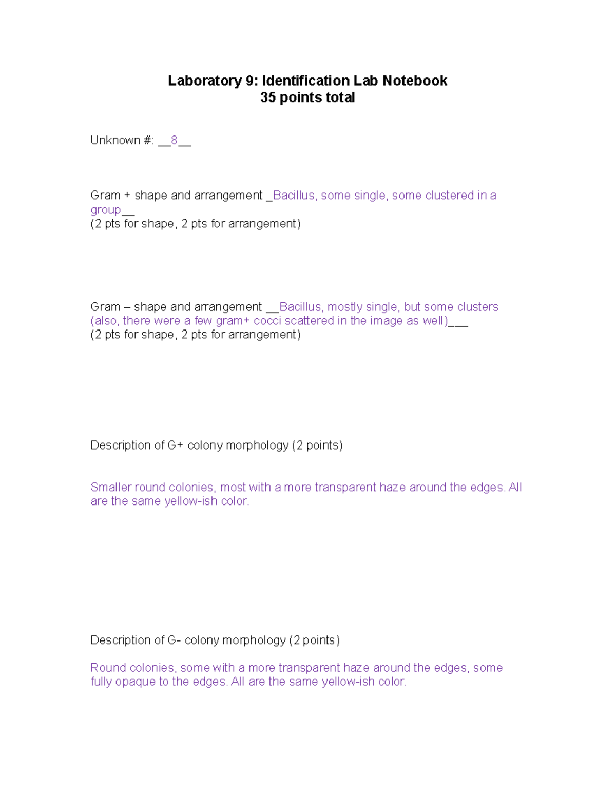 Completed Lab Report 9 - Laboratory 9: Identification Lab Notebook 35 ...