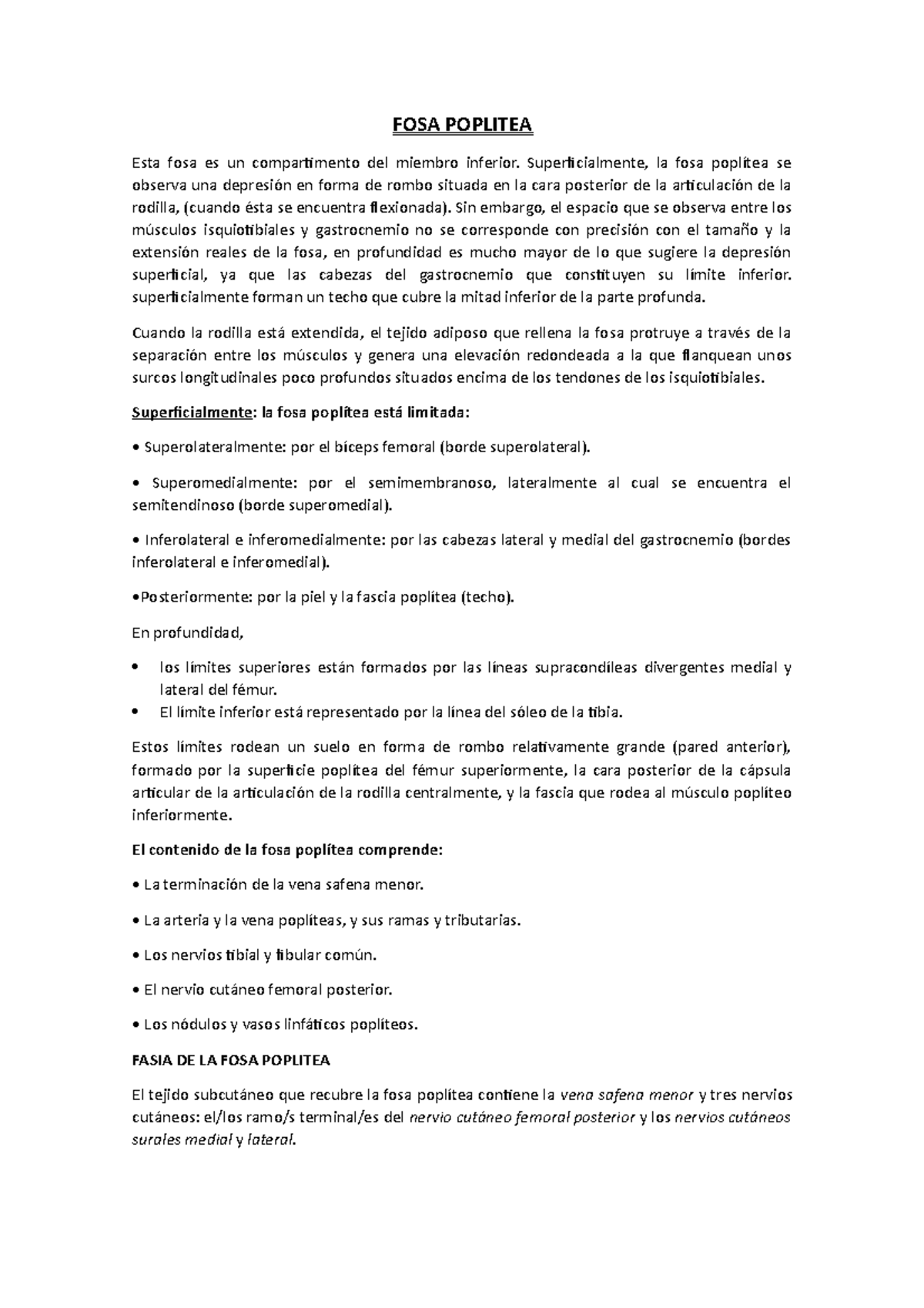 Popliteo y scarpa - Anatomía Humana - FOSA POPLITEA Esta fosa es un ...