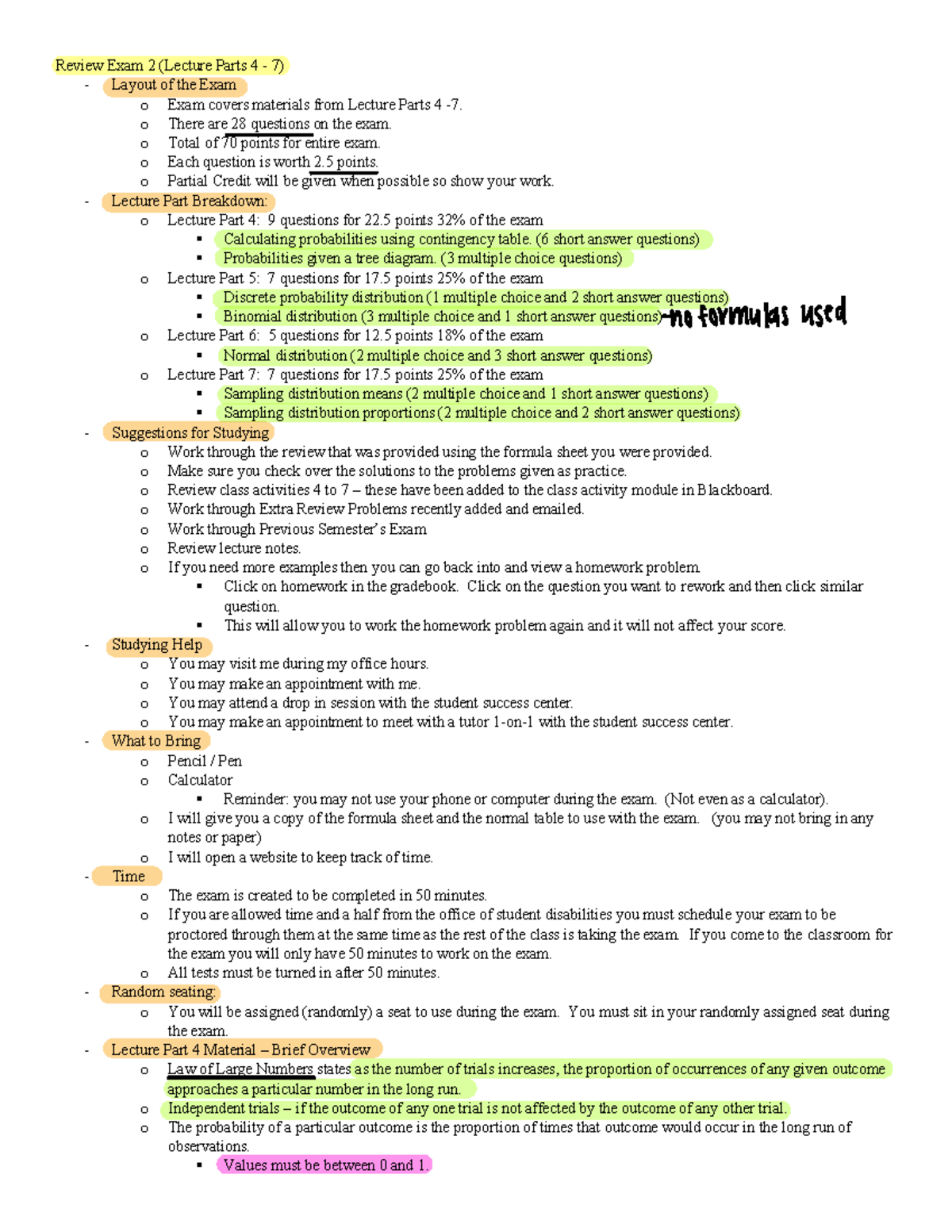 Review Exam 2 Slide Outline - Review Exam 2 (Lecture Parts 4 - 7 ...