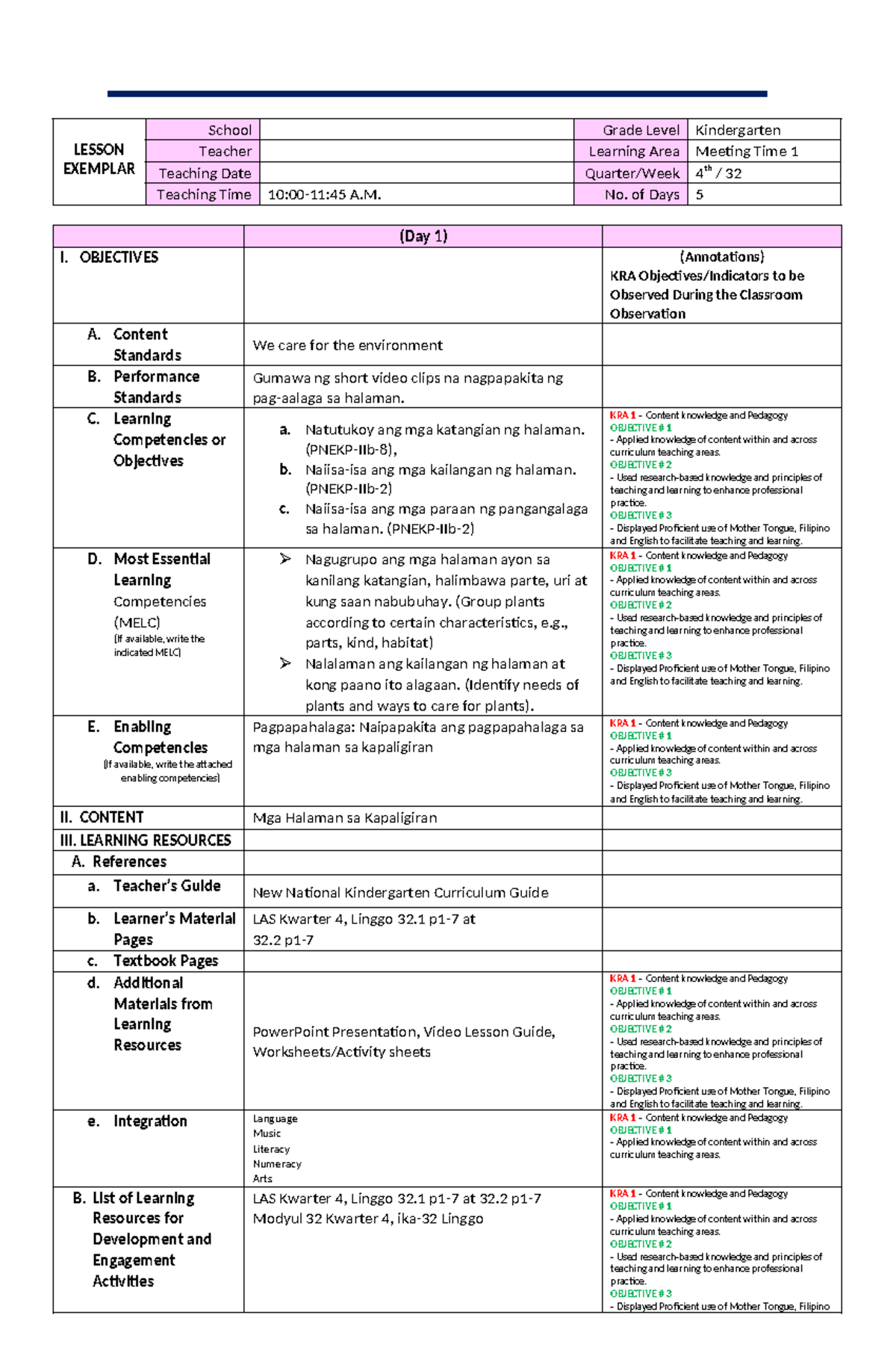 COT 2 LP Q4 W32 ( Science Health) Amz2022 085427 - LESSON EXEMPLAR School Grade Level ...