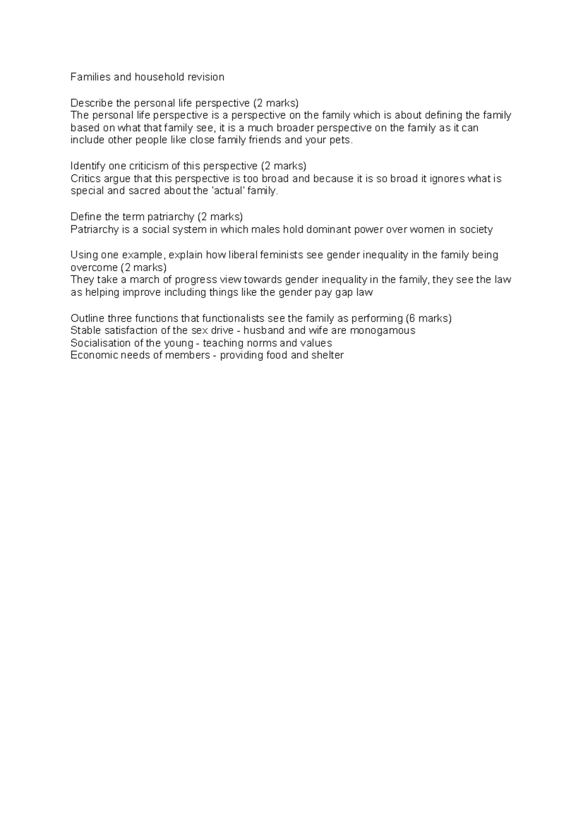 Families and household revision - Families and household revision ...