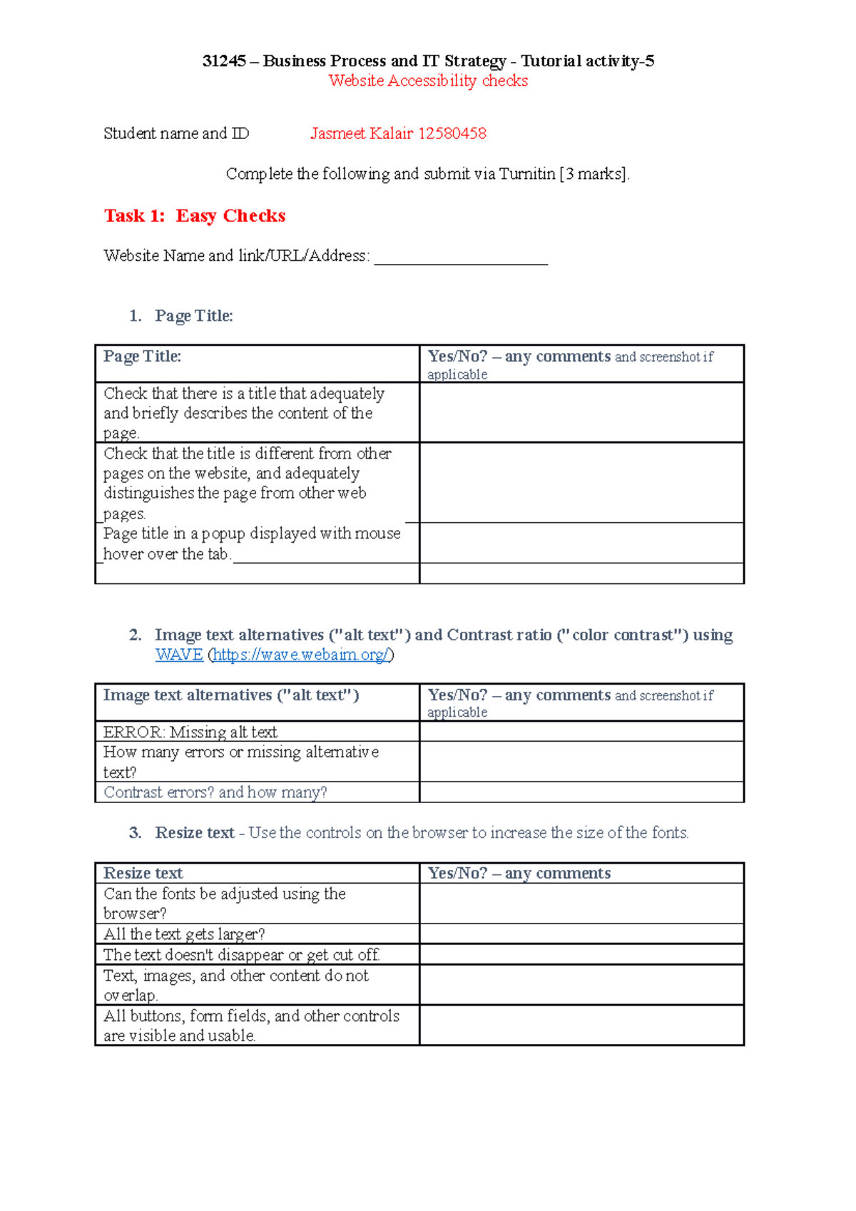 Web accessibility checks - 31245 – Business Process and IT Strategy ...