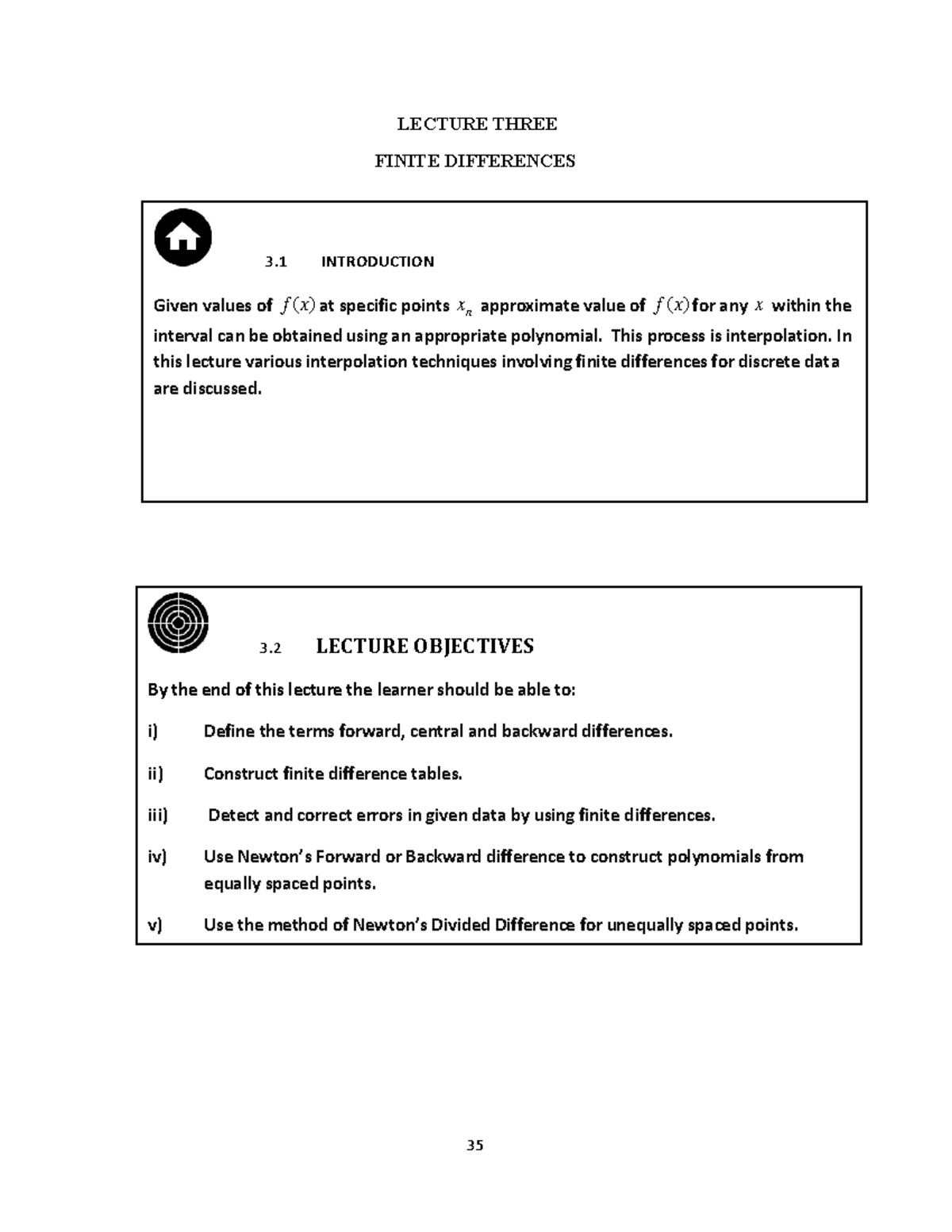 Numerical Analysis Lecture Three Finite Differences 3 1 Introduction Given Values Of F X