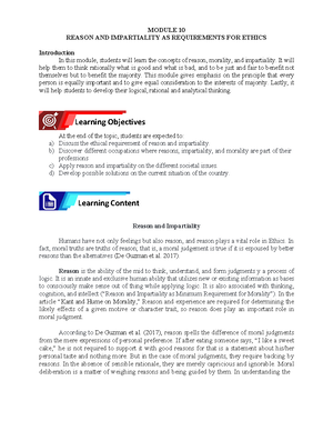 Ethics Module 6 A.C. 2020-2021 - 1 UNIVERSAL VALUES Module #6 Universal Values Lesson # Week 8 ...