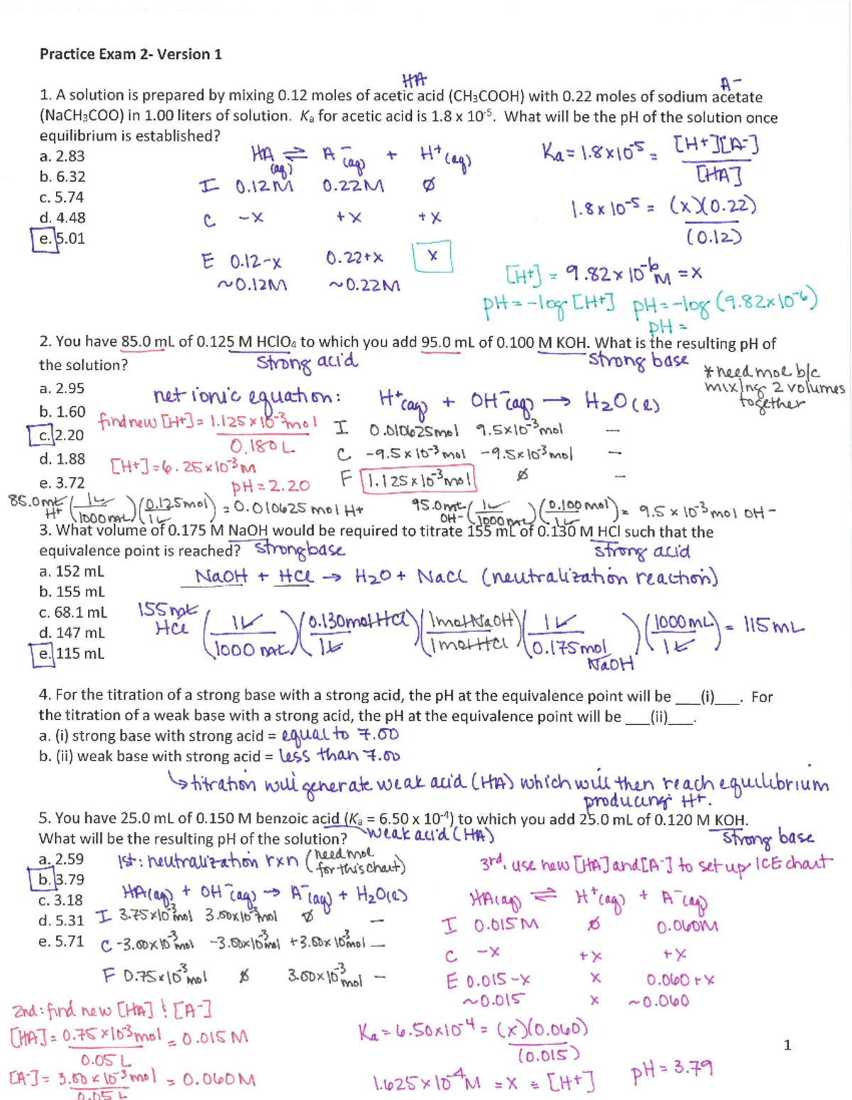 Practice exam 2 (v1)- solutions - CHEM 1115 - Studocu