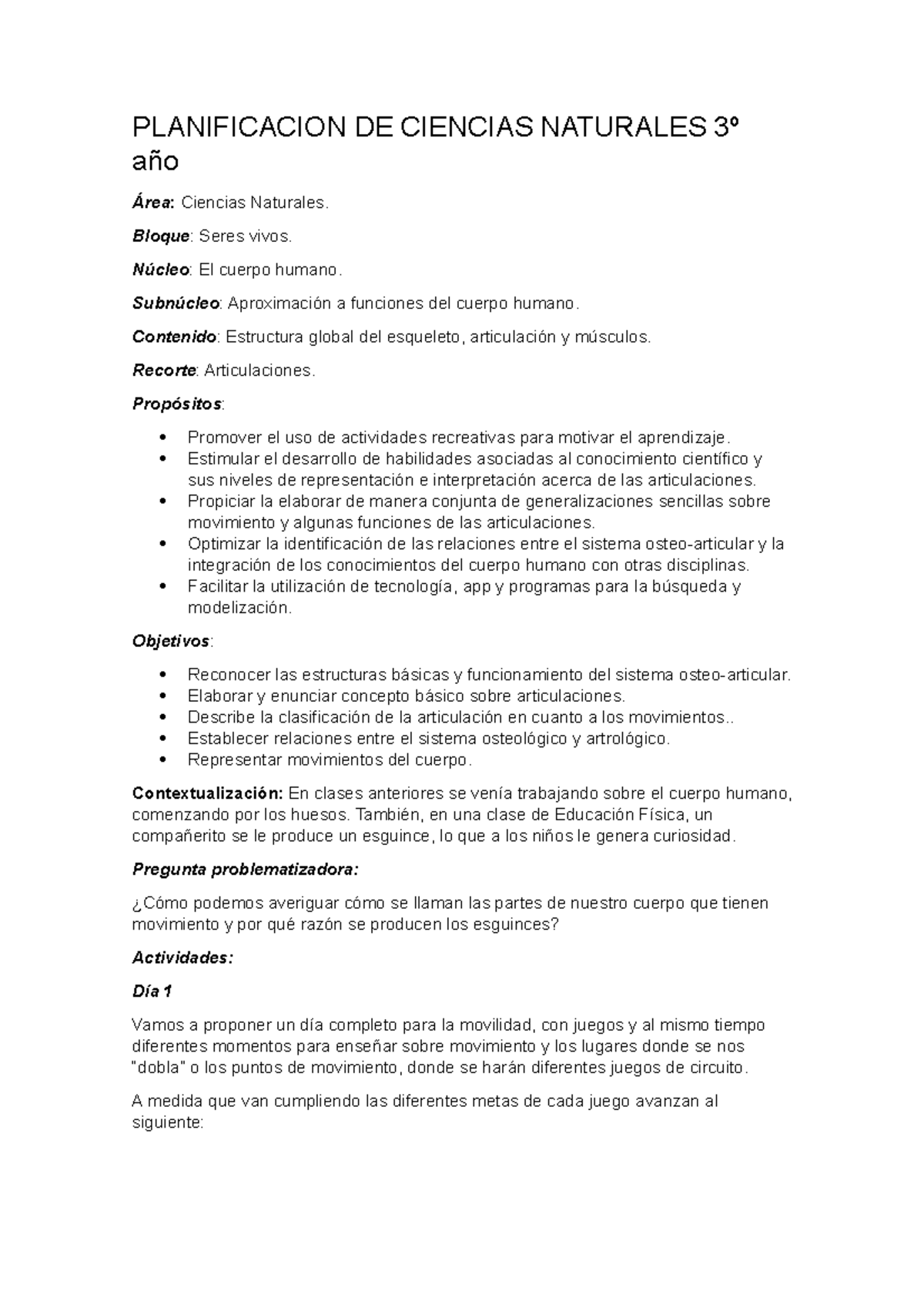 Planificacion DE Ciencias Naturales 3º año - PLANIFICACION DE CIENCIAS ...
